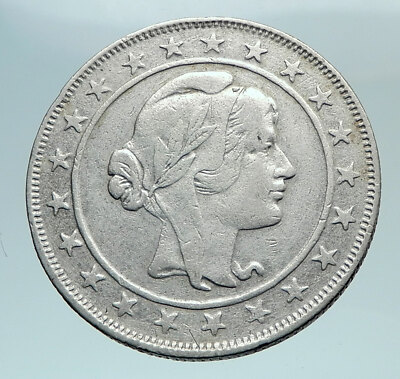 1928 BRAZIL Woman of Republic OLD Antique Brazilian Silver 2000 Reis ...