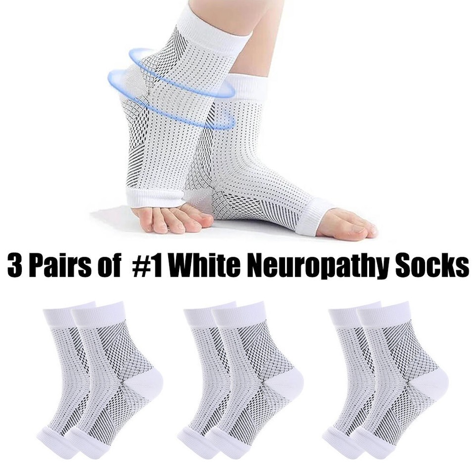 3 Pairs Neuropathy Socks, Foot Compression Sleeve For Pain, Anti ...