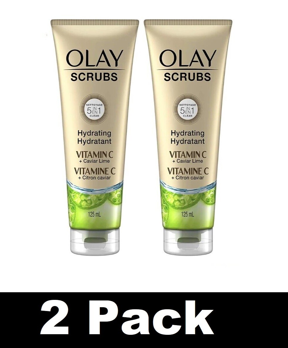 2 x OLAY 125mL SCRUBS 5 IN 1 CLEAN HYDRATING VITAMIN C + CAVIAR LIME ...