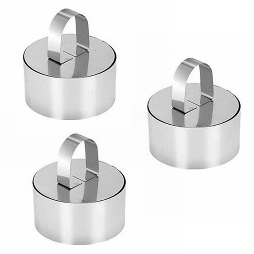 3 Set Stainless Steel Round Ring DIY Cake Mold Tools Food Cooking Rings ...