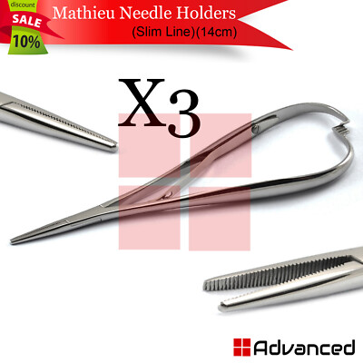 X3 Needle Holder 14cm Orthodontic Mathieu Slim Line Narrow Tip Forceps ...