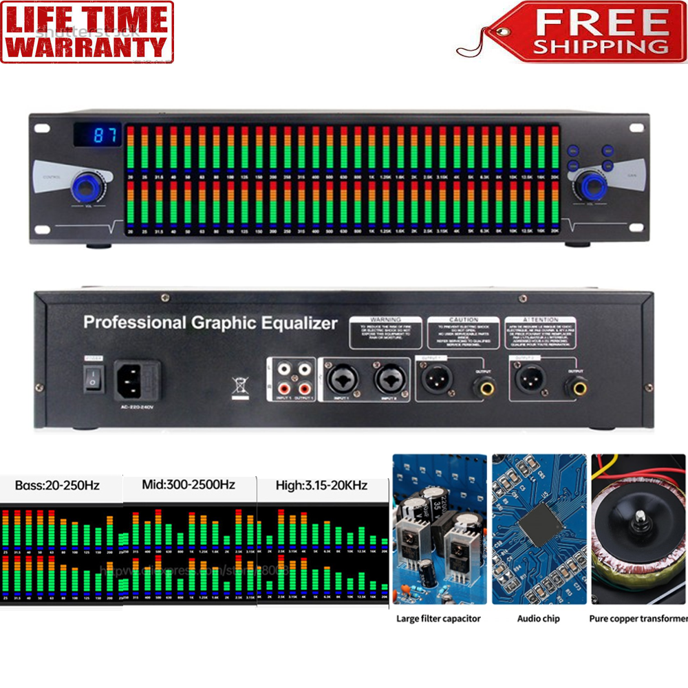 Graphic Equalizer Digital Equalizer Dual 31-Band Spectrum Display for ...