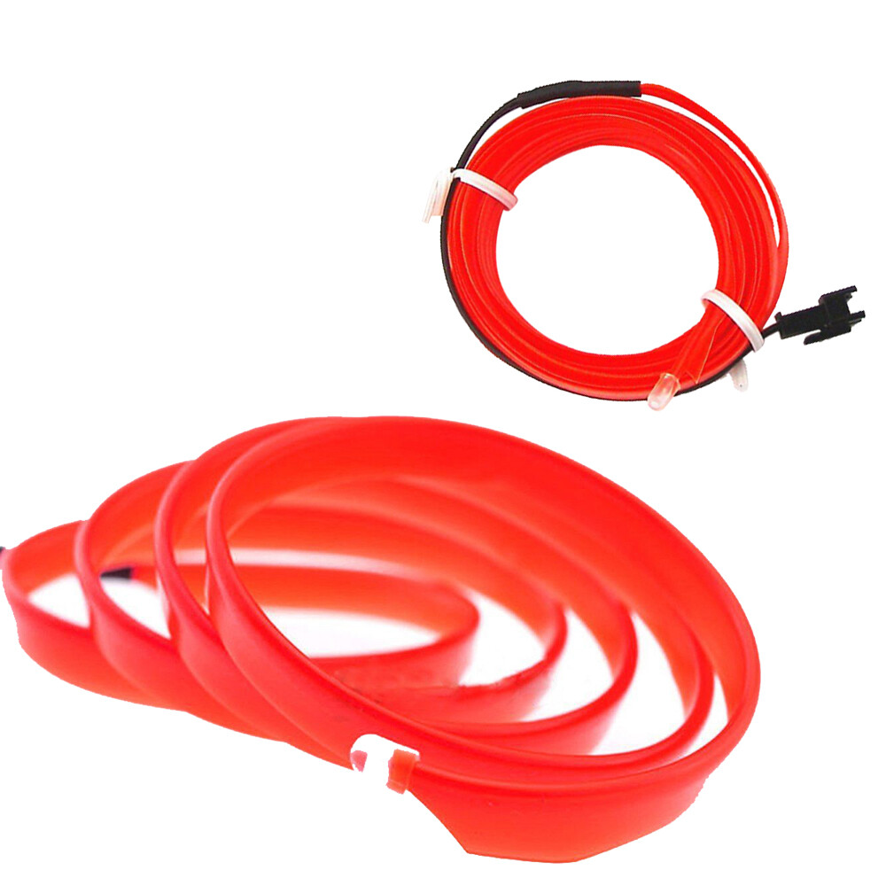 2M Red LED Auto Interior Decor Atmosphere Wire Strip Lights Lamp Car ...