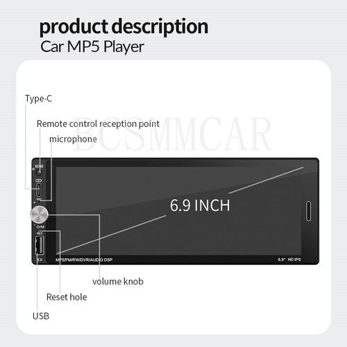 6.9in Car Stereo Radio For Apple Carplay Android Auto Player Multimedia ...