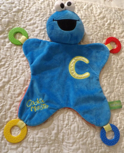 Gund Sesame Street BABY Cookie Monster Activity Security Blanket ...