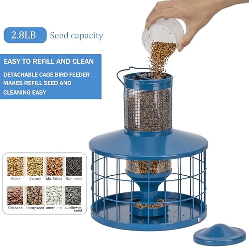 Caged Bird Feeders Squirrel-Proof, Metal, 2.8 Lbs Capacity-Cage Tube ...