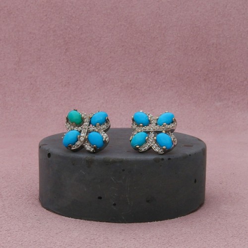 chuck clemency sterling silver white topaz & sleeping beauty turquoise ...