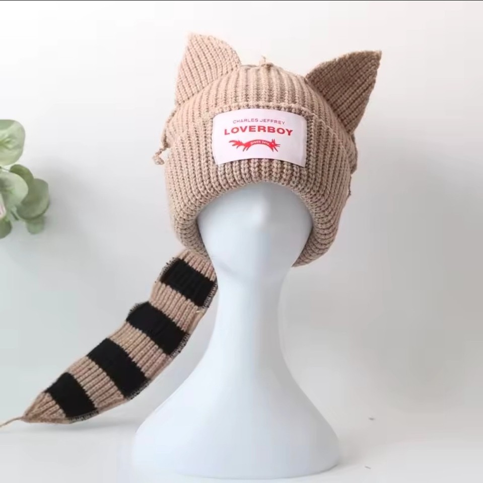 Loverboy Raccoon Hat Winter Hat Knit Hat Funky Punk Streetwear raccoon ...