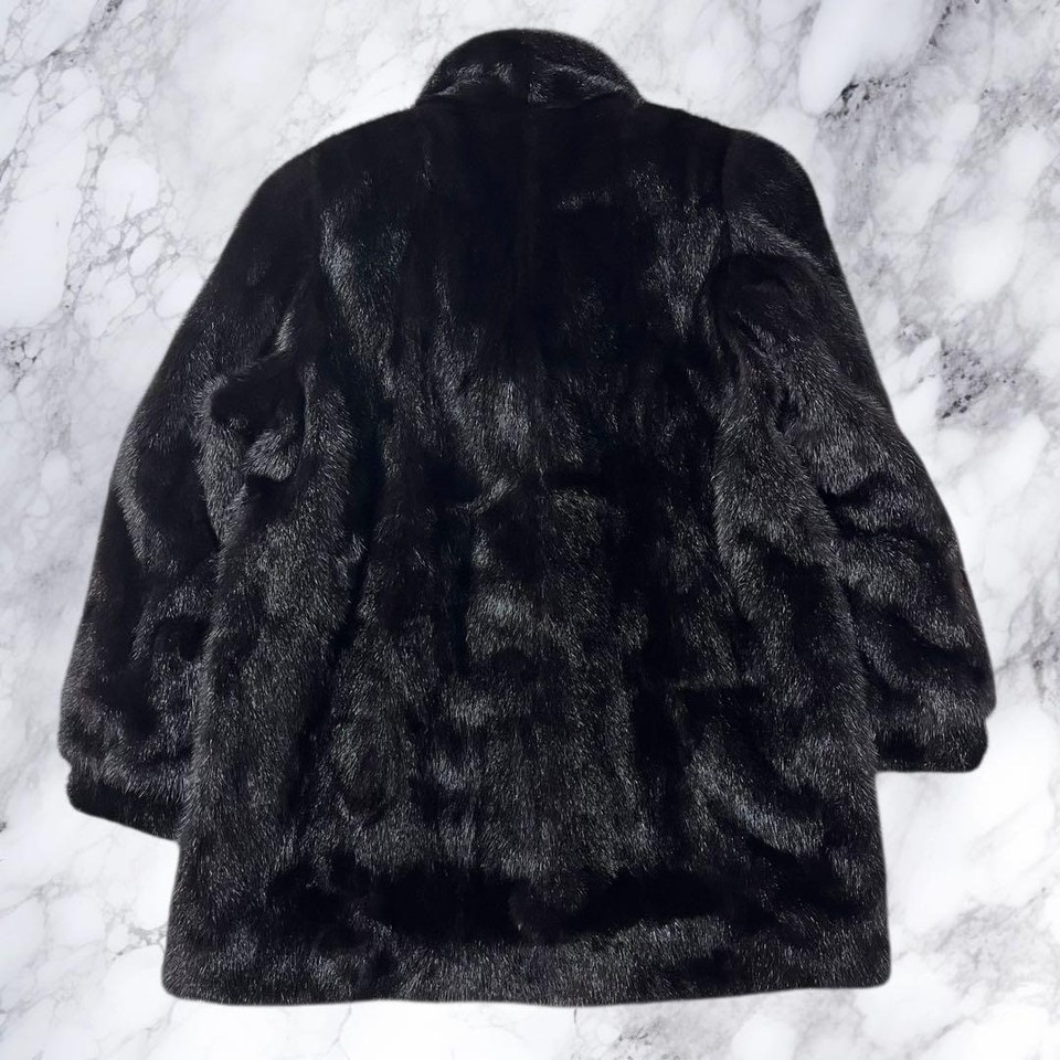 Luxury Plus Size Belle Vison SAGA Mink Fur Coat Dark Brown Genuine Fur ...