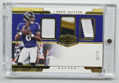 2018 Plates & Patches Lamar Jackson Patch Trio Rookie RC Triple Patch ...