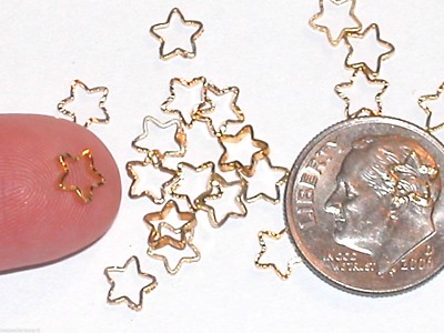 10pc Miniature dollhouse TINY little Gold plated Metal STAR charm flat ...