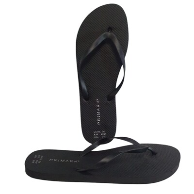 Primark Black Flip Flops Classic Beach Sandals Thong Style Lightweight ...