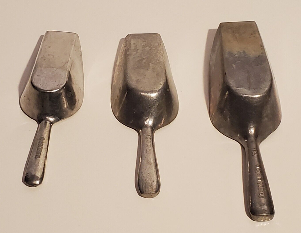 VTG 1980'S GALVANIZED ALUMINUM METAL FOOD SCOOPS LOT/3 SIZES W GERMANY ...