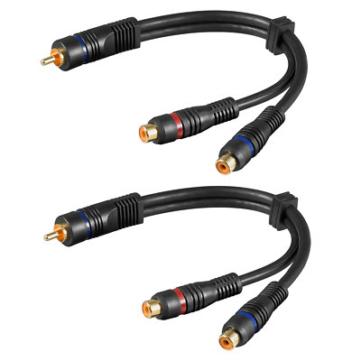 2 Stück Goobay® Cinch Y-Kabel Y Adapter Verteiler Subwooferkabel Chinch ...