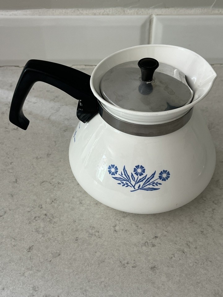 RARE Backstamp 1958 Vintage Corning Ware Blue Cornflower 6 Cup Teapot ...