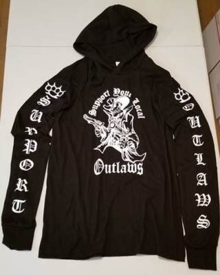 SYLO Support Outlaws motorcycle biker long sleeve hooded hoodie t shirt ...