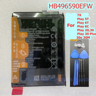 HB496590EFW 5000mAh Battery For 7X Play 5T 6T 6C Play 20 30 30 Plus 30e ...