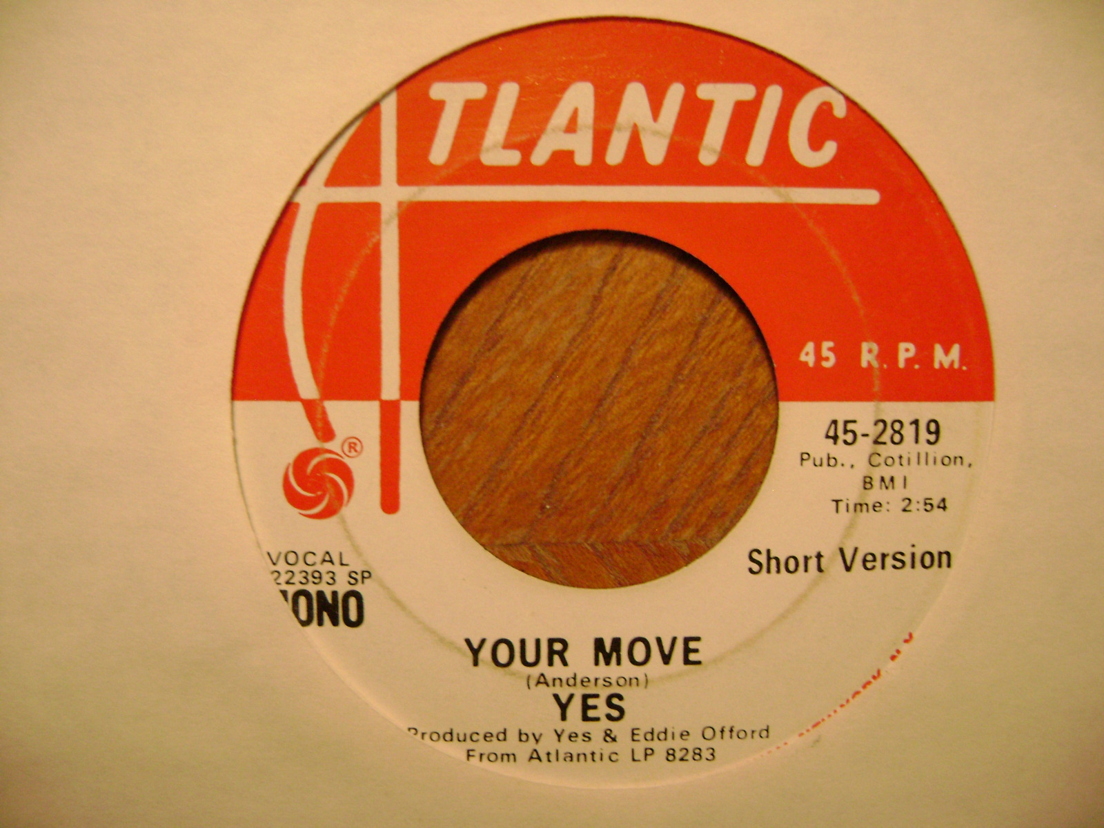 PROMO ATLANTIC 45 RECORD/YES/ YOUR MOVE/MONO /STEREO/ VG+ vinyl | eBay