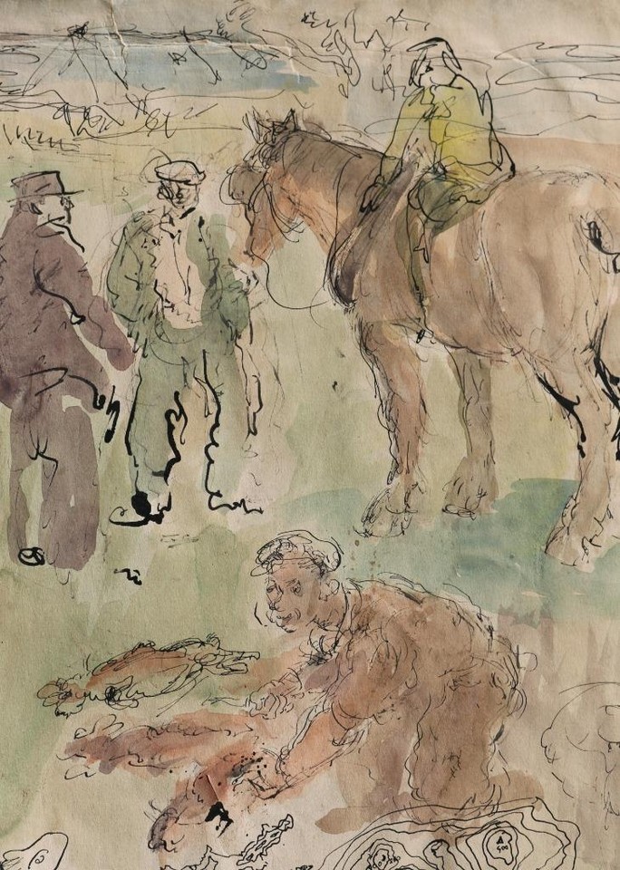 Original 20th century art - William Clyne - figures in a field | eBay