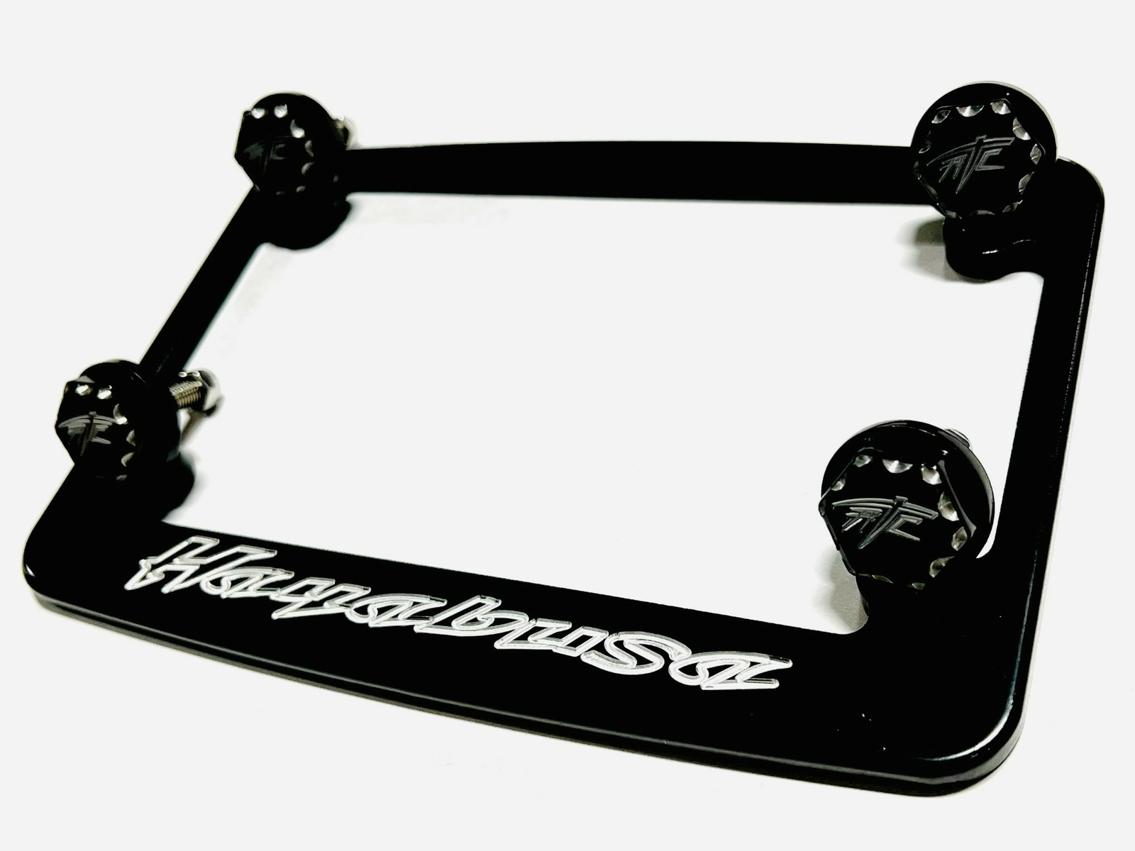 BLACK HAYABUSA LICENSE PLATE FRAME W/ BLACK LICENSE PLATE BOLTS 99-22 ...