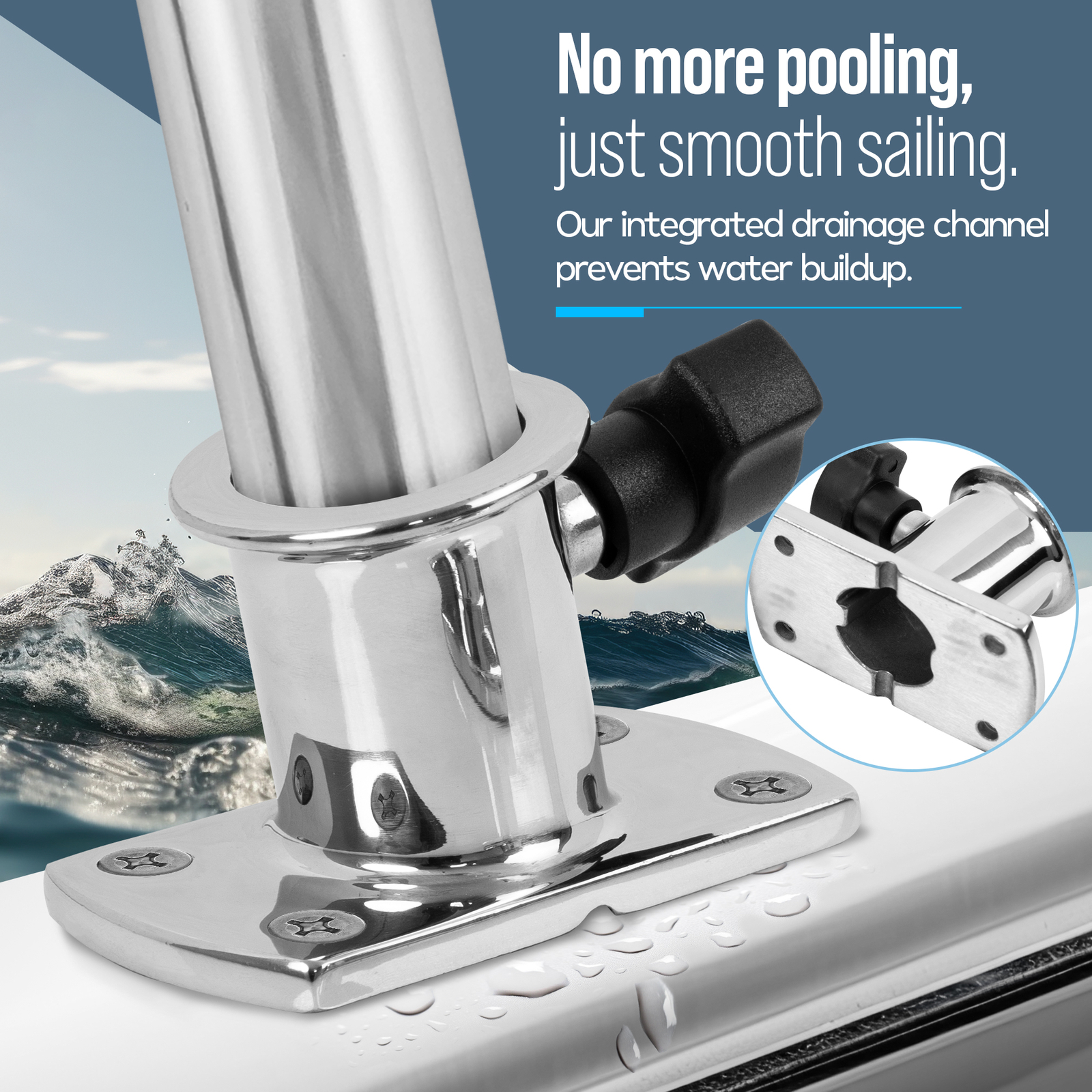 Boat Rail Fitting for Bimini Top Extension Base 316 Stainless Steel ...