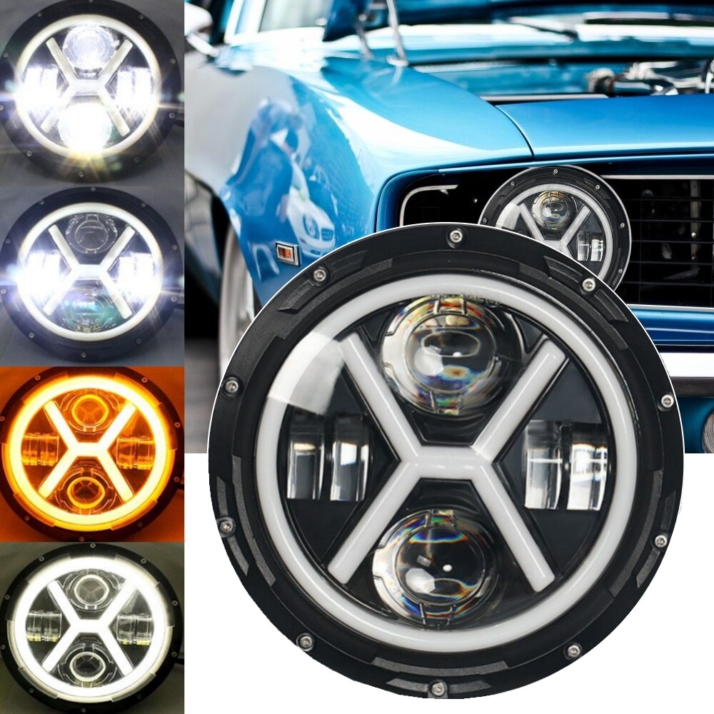 7" LED Round Headlights Hi/Lo DRL Light For Chevy C10 C20 Pickup LUV ...