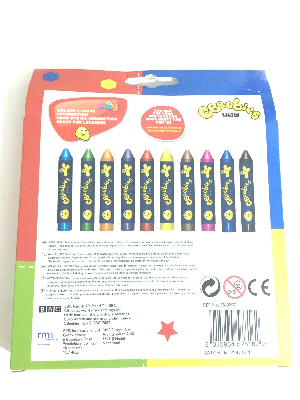 10 Jumbo Crayons Cbeebies Pack Children Kids Learn Colouring Soft ...