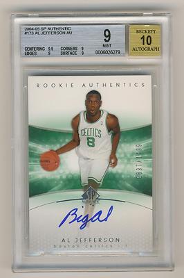 Al Jefferson 04-05 SP Authentic Autograph Rookie /1499 BGS 9 MINT w 10 ...