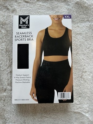 Member's Mark Seamless Racerback Sports Bra Medium Support Black Size ...