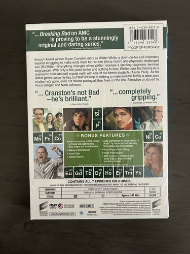 Breaking Bad DVD The Complete First Season Brand New Sealed 3-disc Set ...