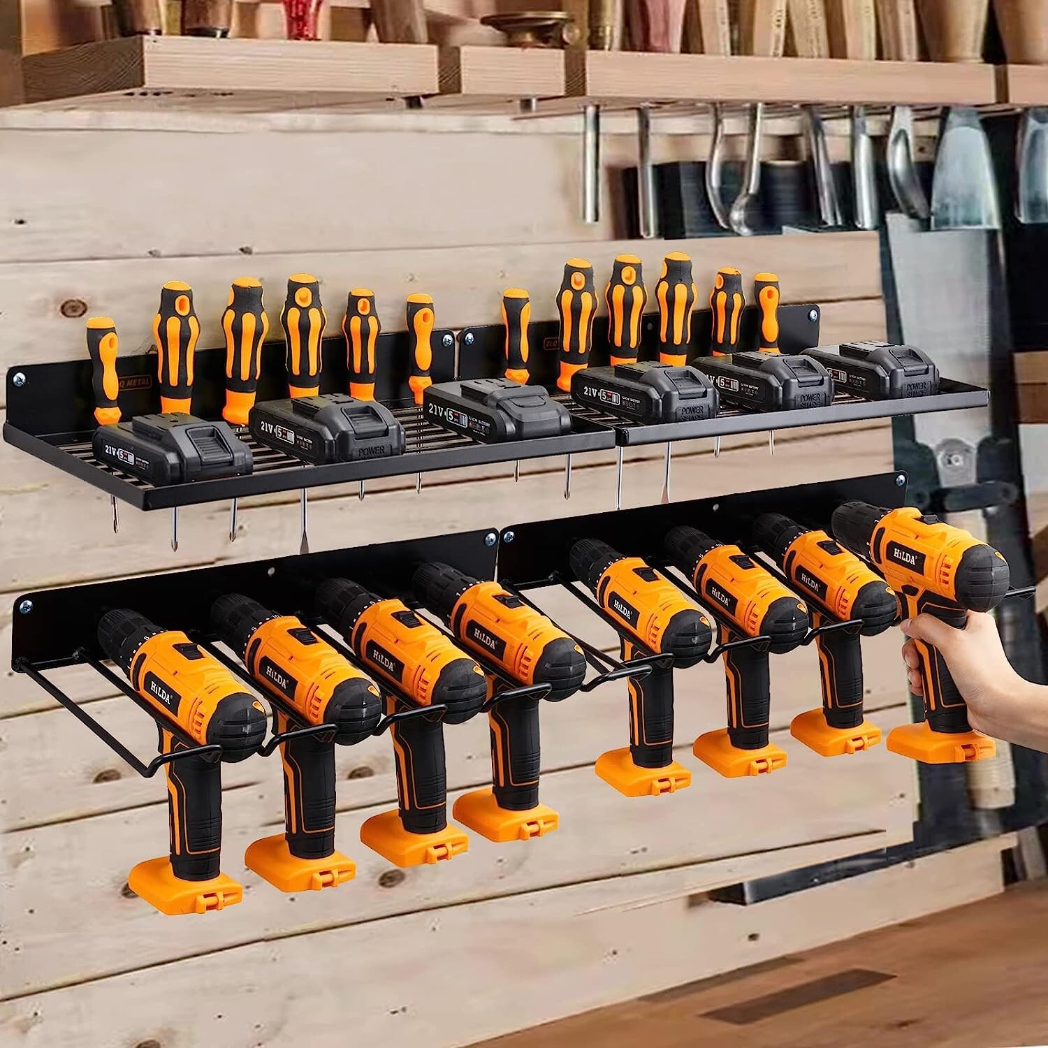 Wall Mount Power Tool Organizer-Garage Tool Storage Shelves-Drill ...