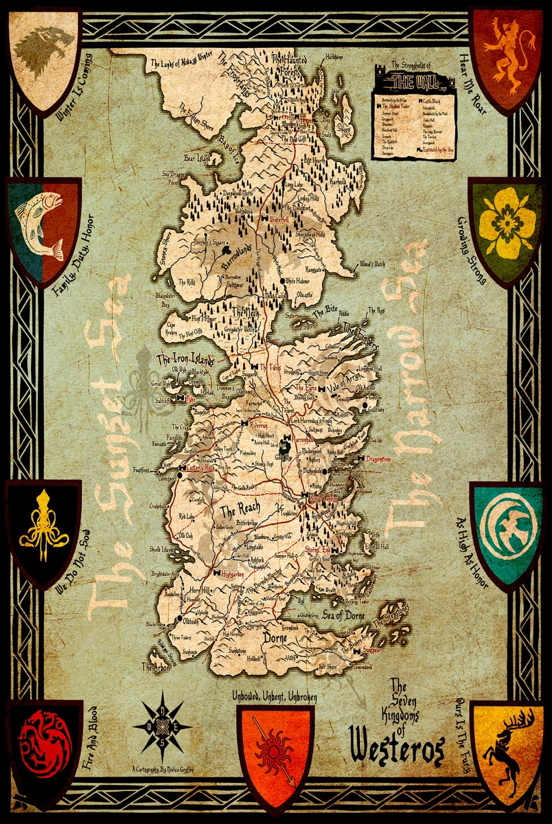Game Of Thrones World Map Poster