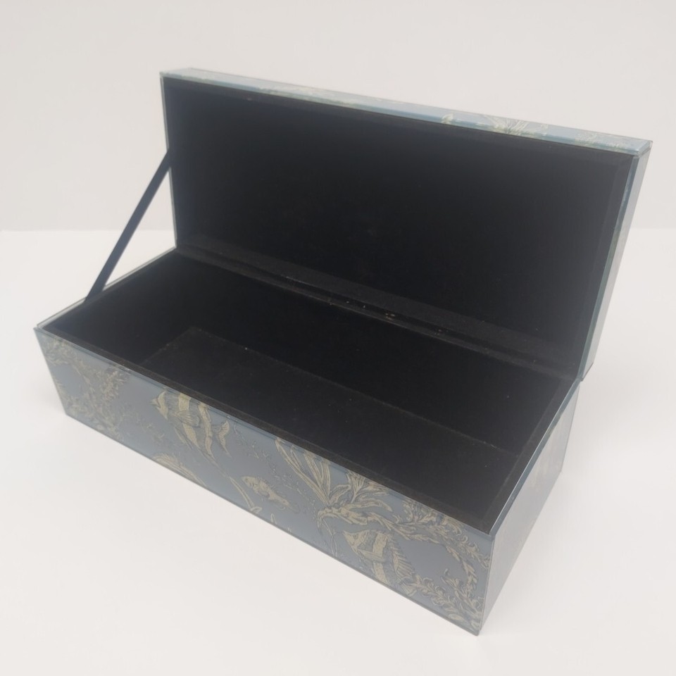 Vintage Nicole Miller Home Glass Jewelry Trinket Box Fish Nautical ...