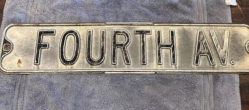 Vtg 4th Fourth Ave / Road Sign 30” x 6" Pressed Embossed Raised Steel ...