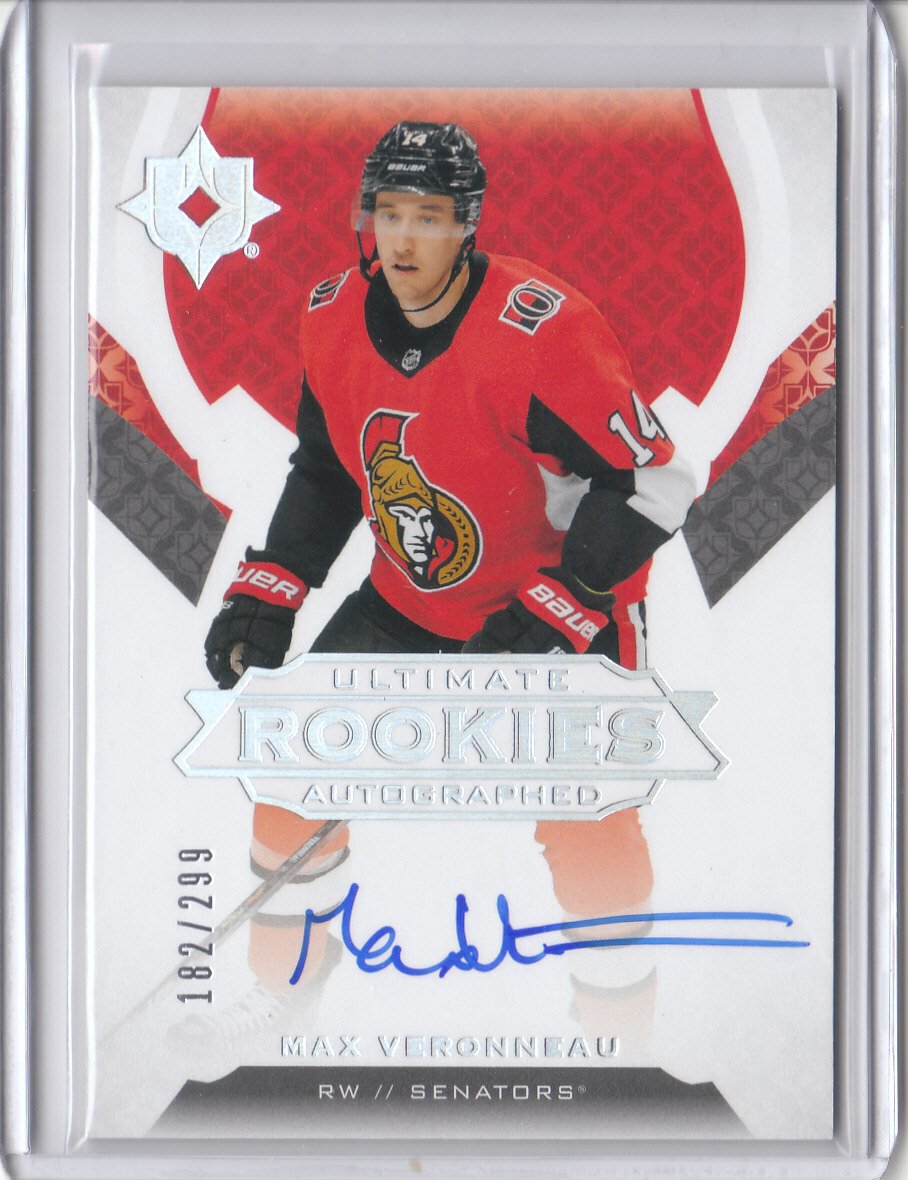 19/20 2019/20 Ultimate Rookie Auto #28 Max Veronneau - Ottawa Senators ...