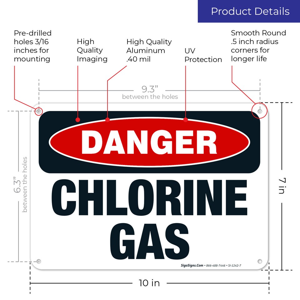 Danger Chlorine Gas Sign, OSHA Danger Sign, | eBay