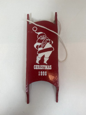 1998 Handcrafted Santa Sleigh Christmas Ornament - Vintage Holiday ...