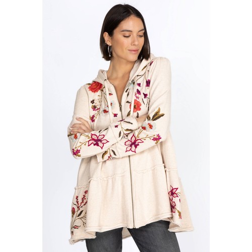 NWOT Johnny Was Flore tiered hoodie tunic sweatshirt size small | eBay