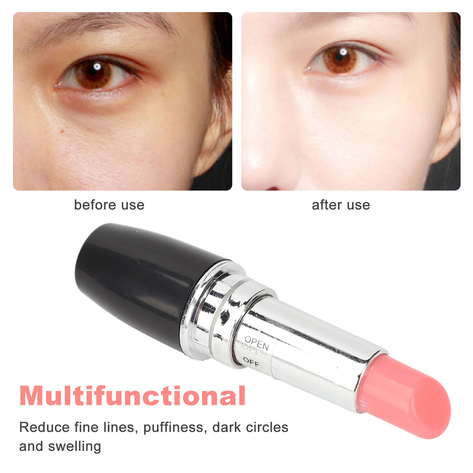 Lipstick Massager Portable Black Lipstick Shape Vibration Face Massage ...