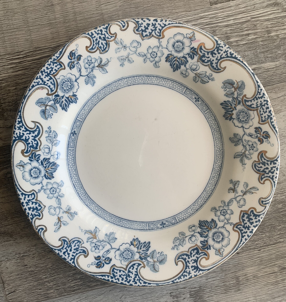 J & G Meakin Flow Blue With Gold Yokohama Salad Plate 9" Hanley England ...