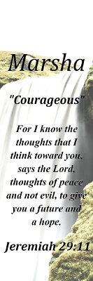 Marsha "Courageous" Keepsake Name Meaning Bookmark with Bible Verse and ...