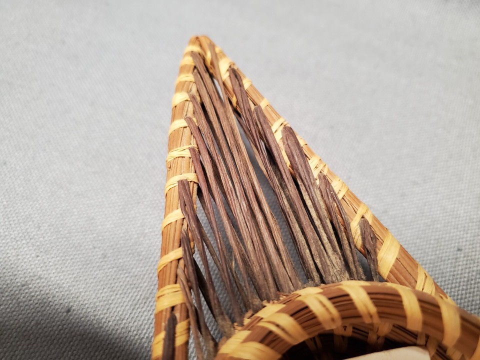 KOASATI/COUSHATTA INDIAN CRAFT PINE NEEDLE & RAFFIA DUCK TRINKET BASKET ...