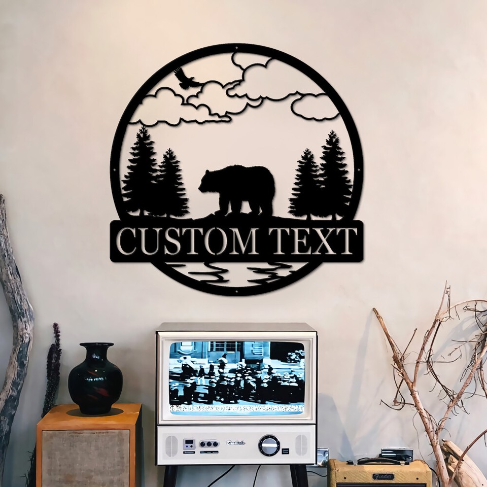 Personalized Bear Metal Signs, Custom Rustic Cabin Bear Sign Outdoor ...