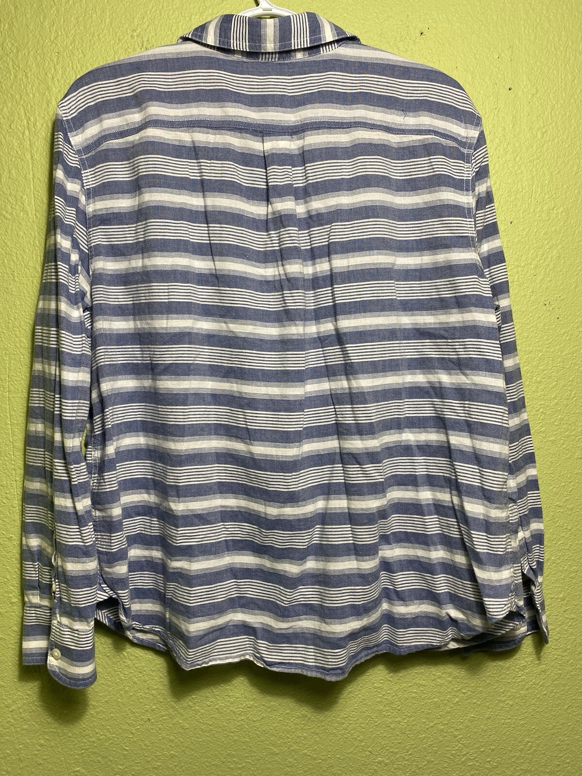 Chaps Top Women XL Long Sleeve Button Down Denim Blue Striped Shirt | eBay
