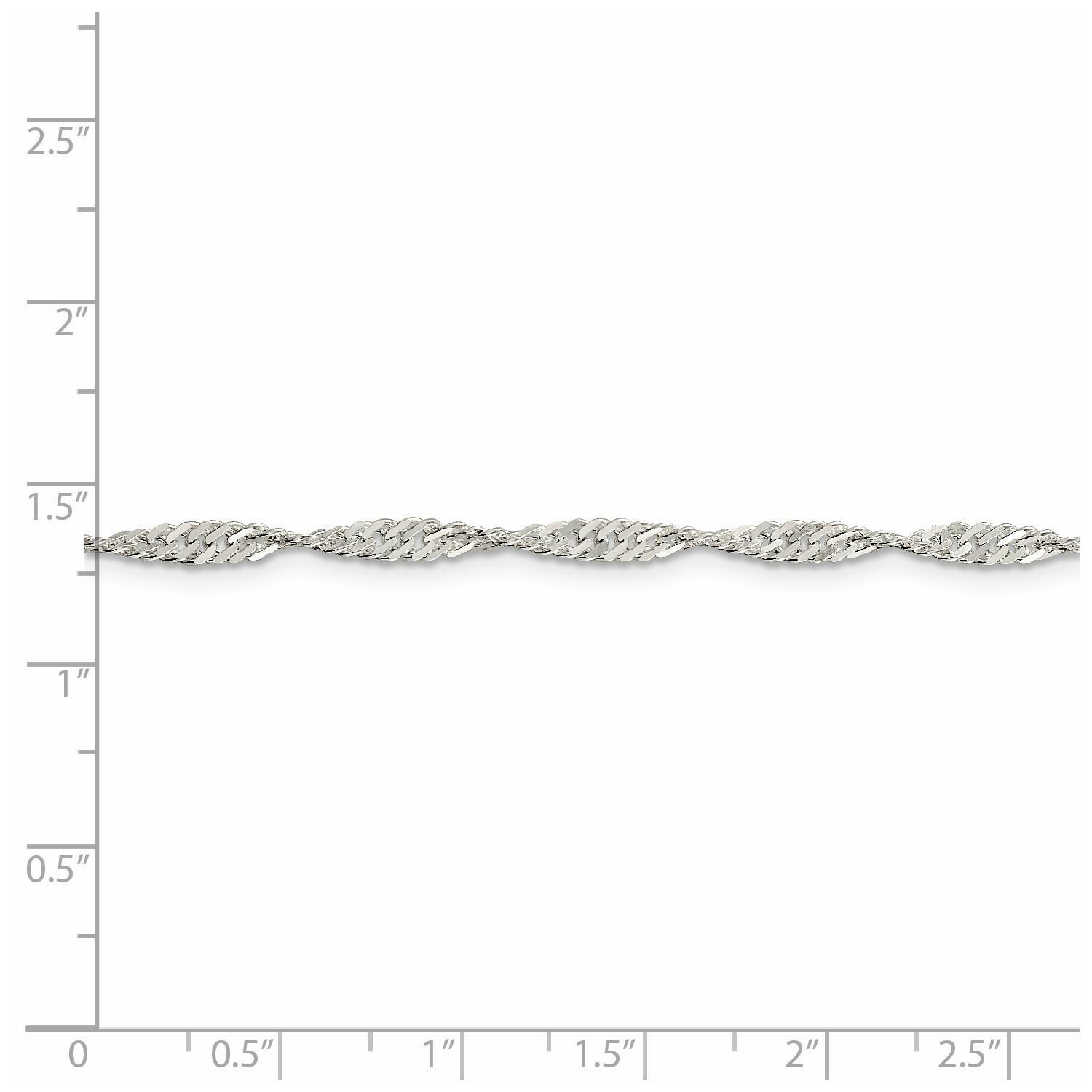 Sterling Silver Solid 3mm Plain Singapore Chain w/ Spring Ring 16" - 24 ...