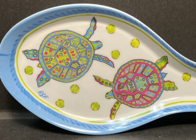 Seaside Sea Turtle Beach Cottage Ocean Colorful Blue Melamine Kitchen ...