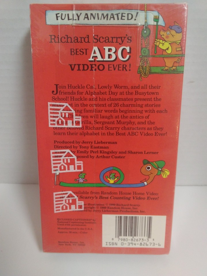 Richard Scarry's 1989 Best ABC Video Ever VHS Original Factory Sealed ...