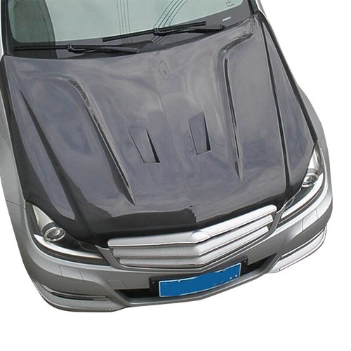 Carbon Fiber Front Bonnet Engine Hood Two Hole For 2011-2013 Benz C ...