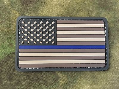 Subdued Thin Blue Line American Flag PVC Patch | eBay