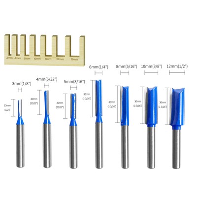 7x Single Double Flute Straight Router Bit Set 1/4" Shank Bosch,Makita ...